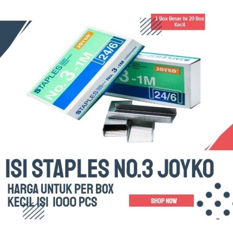 Jual ISI STAPLES NO 3 (BESAR) MERK JOYKO | Shopee Indonesia
