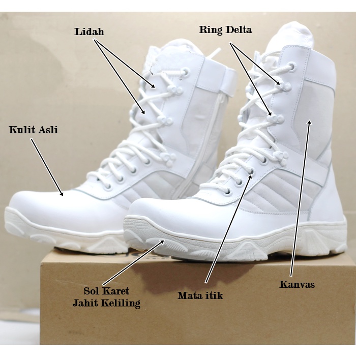 Jual PROMO Sepatu Boot PDL PDH Putih Boots Safety PUTIH Paskibra ...