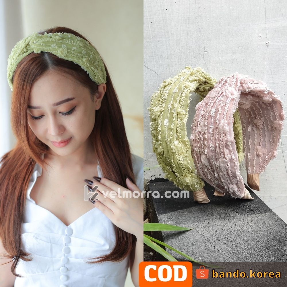 Jual Bando Korea Bandana Headband Rangka Stainless Lentur Empuk Nyaman Desain Lebar Renda Tile ...