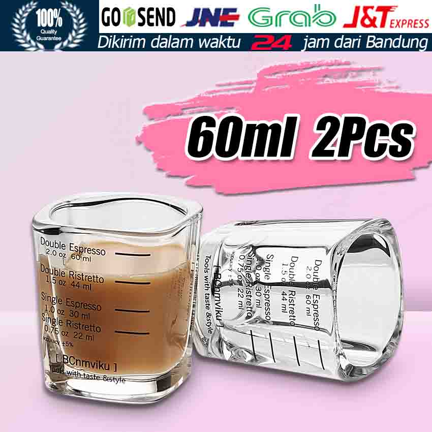 Jual double shot square espresso coffee glass 60ml / gelas takar ukur ...