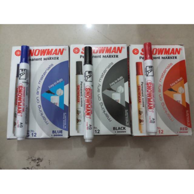Jual Spidol Permanent Snowman AG 12 | Shopee Indonesia