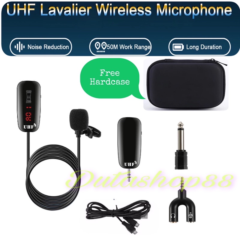 Jual microphone wireless UHF mic clip on for smartphone kamera pc ...