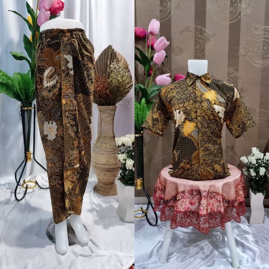 Jual Couple rok Rempel batik & kemeja pendek / couple batik kondangan ...