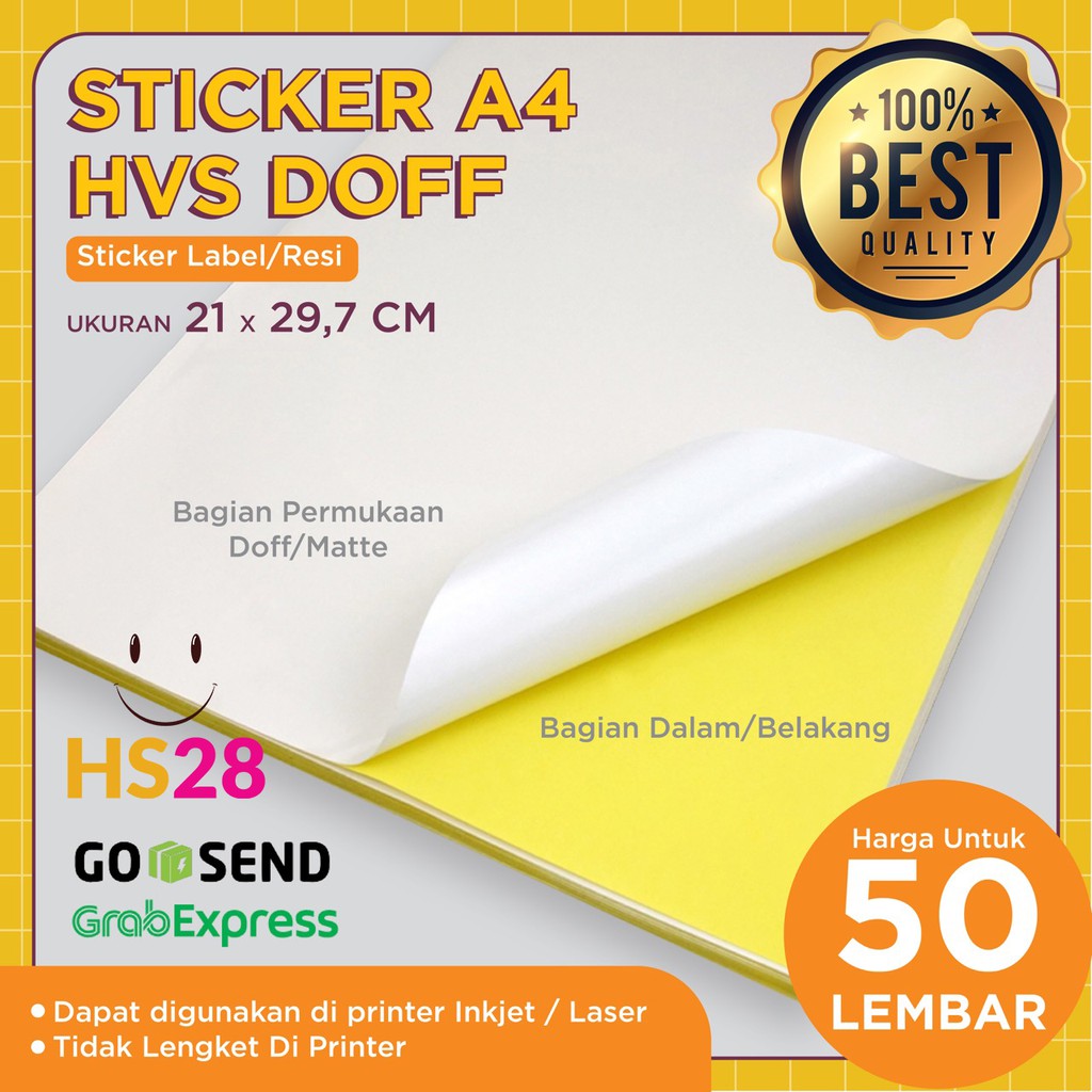 Jual Kertas Stiker / Sticker HVS Putih A4 Doff Top Quality (PerPack 50 ...