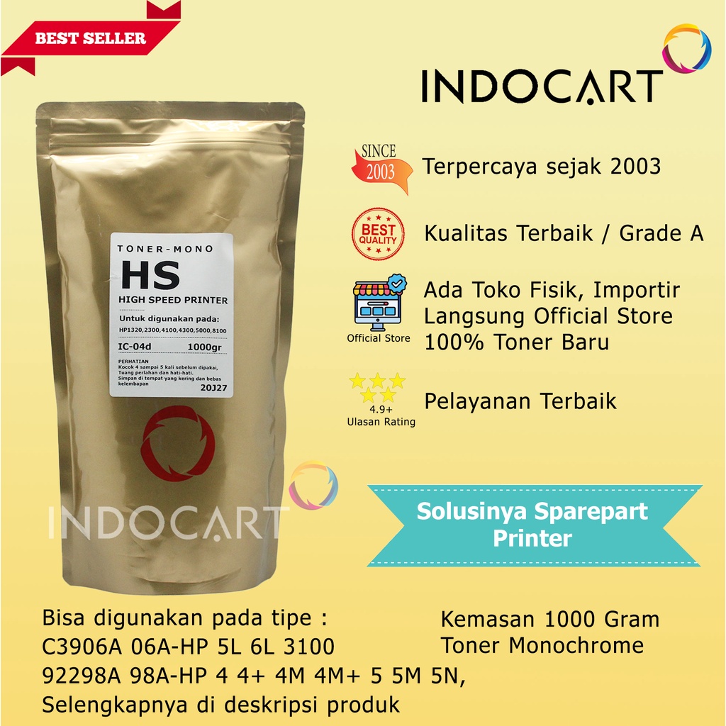 Jual IndoCart Serbuk Toner HS-12A 24A 13A 10A 27X 61X 29X 82X-HP ...