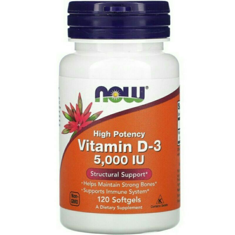 Jual PROMO!!! Now Food Vitamin D3 5000 IU 120 Softgel NOW VIT D3 5000 ...