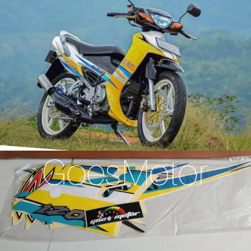 Jual striping satria hiu kuning putih lscm ajs | Shopee Indonesia