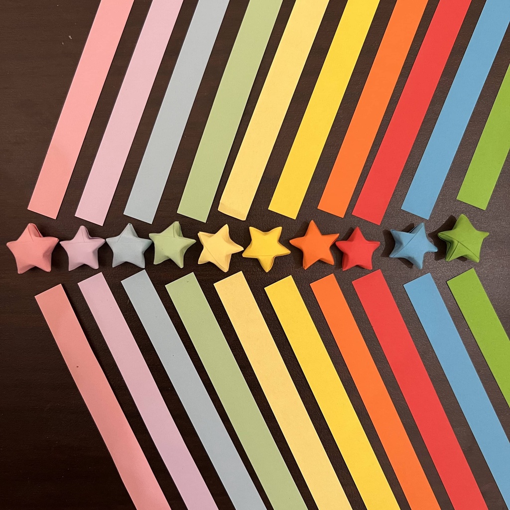 Jual Kertas Bintang Origami Star Paper Lipat Motif Warna Warni Pastel ...