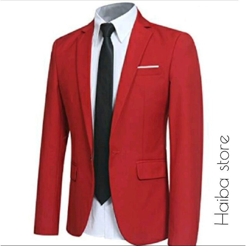 Jual BLAZER MERAH/JAS RESMI/JAS PORMAL/JAS BLAZER SLIMPIT LIST PUTIH ...