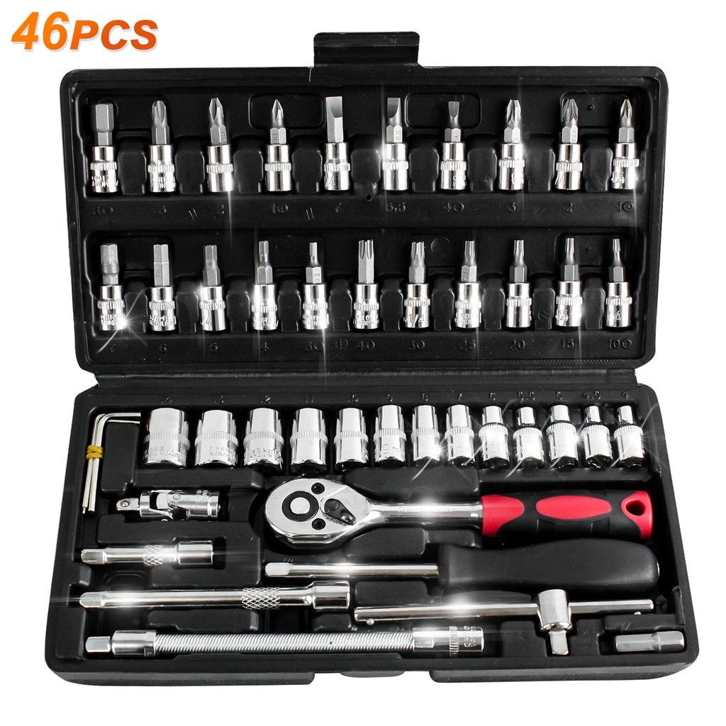 Jual Dennos Ori Kunci 46 Pcs Socket Wrench Pas Socket Set 1 4 Car Repair Tool Shopee Indonesia
