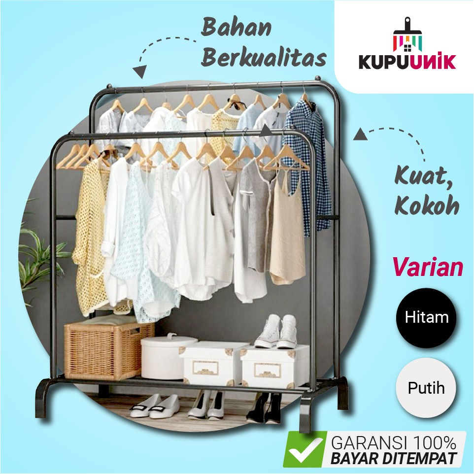 Jual Rak Lemari Baju Gantung Besi Gantungan Pakaian Baju Garment Rack ...