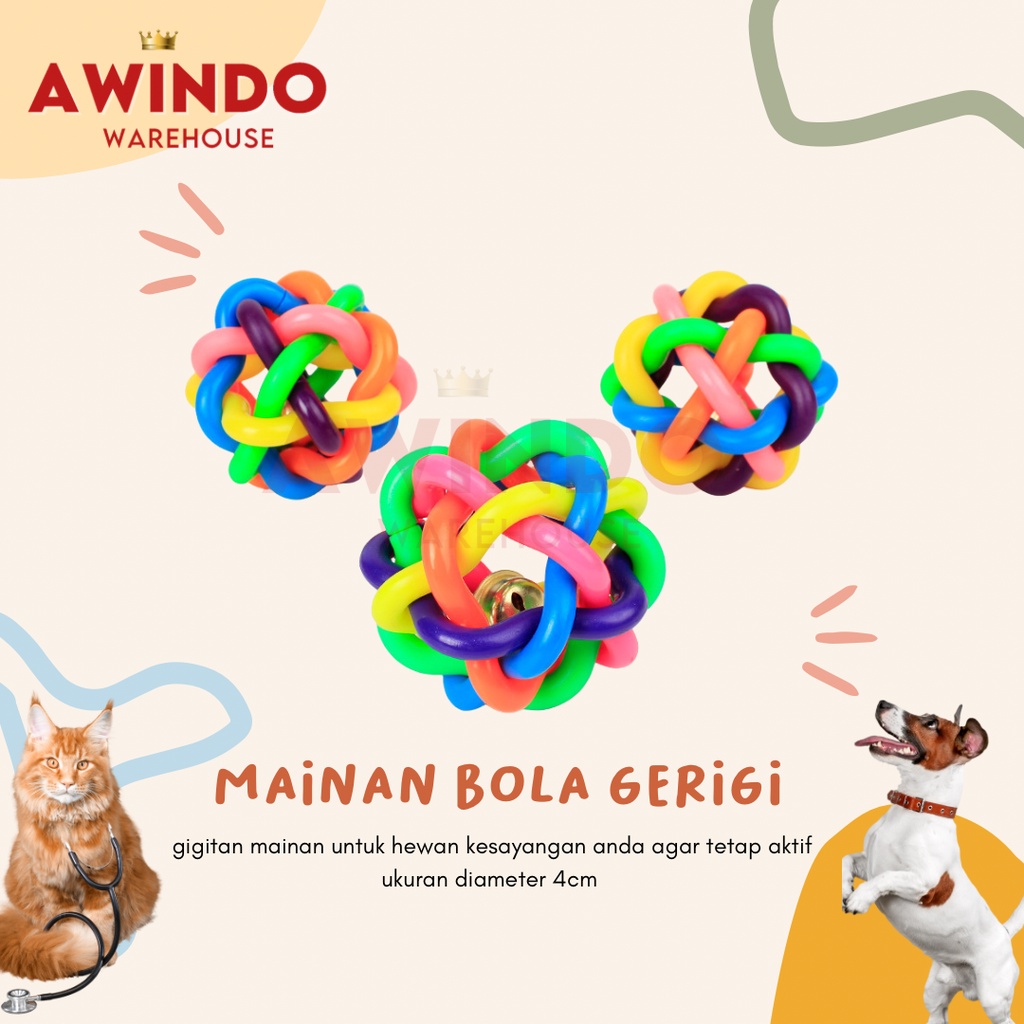 Jual BOLA GERIGI - Mainan Karet Bola Gigitan Anjing Kucing Gerigi Bunyi ...