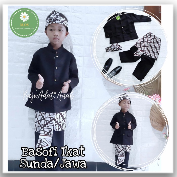Jual WS Basofi Anak Premium Ukuran PAUD-TK Baju Adat Sunda - Hitam ...