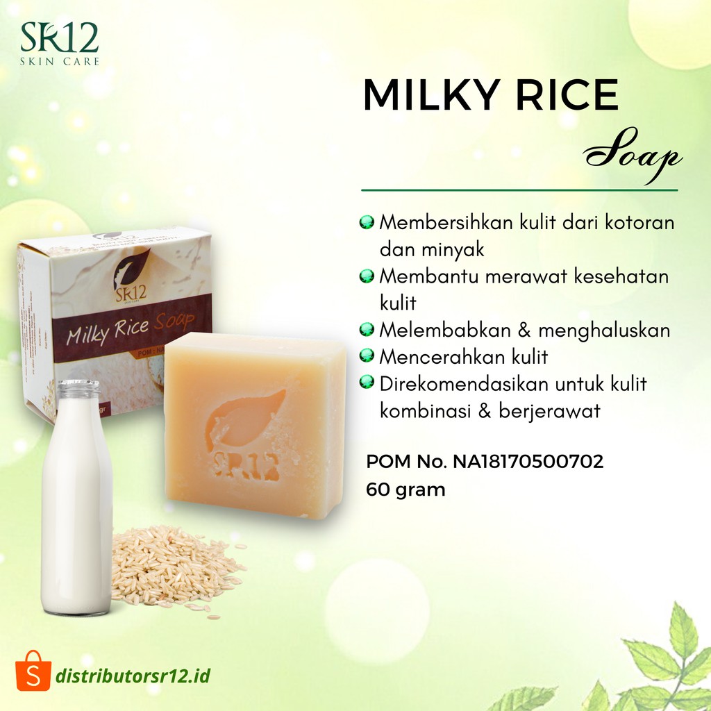 Jual Milky Rice Soap SR12 Sabun Herbal Sabun Muka Pembersih Wajah Kulit ...