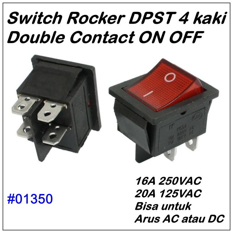 Jual Saklar Lampu Merah Power ON OFF Besar 4 Pin Switch AC listrik ...