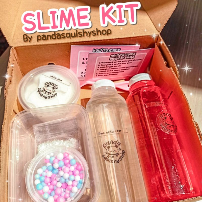Jual SLIME KIT LENGKAP BY PANDASQUISHYSHOP CLEAR SLIME GLITTER SLIME ...