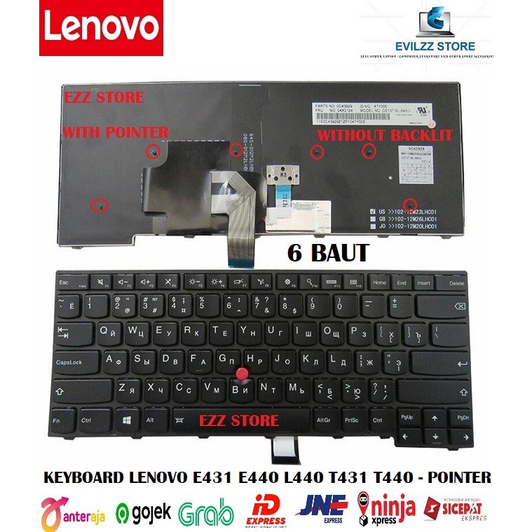 Jual KEYBOARD LENOVO THINKPAD E431 E440 L440 T440 T440S T440P T431 T431S T460 0C44074 0C45328 6 ...