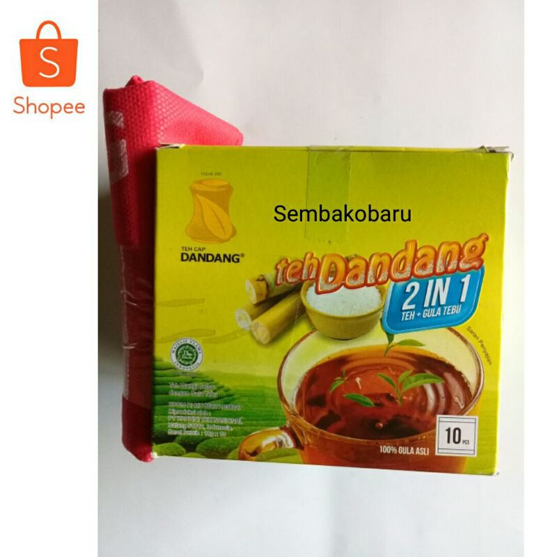 Jual Teh Cap Dandang 2 in 1 Teh + Gula Tebu isi 10 Pcs (Free Tas ...