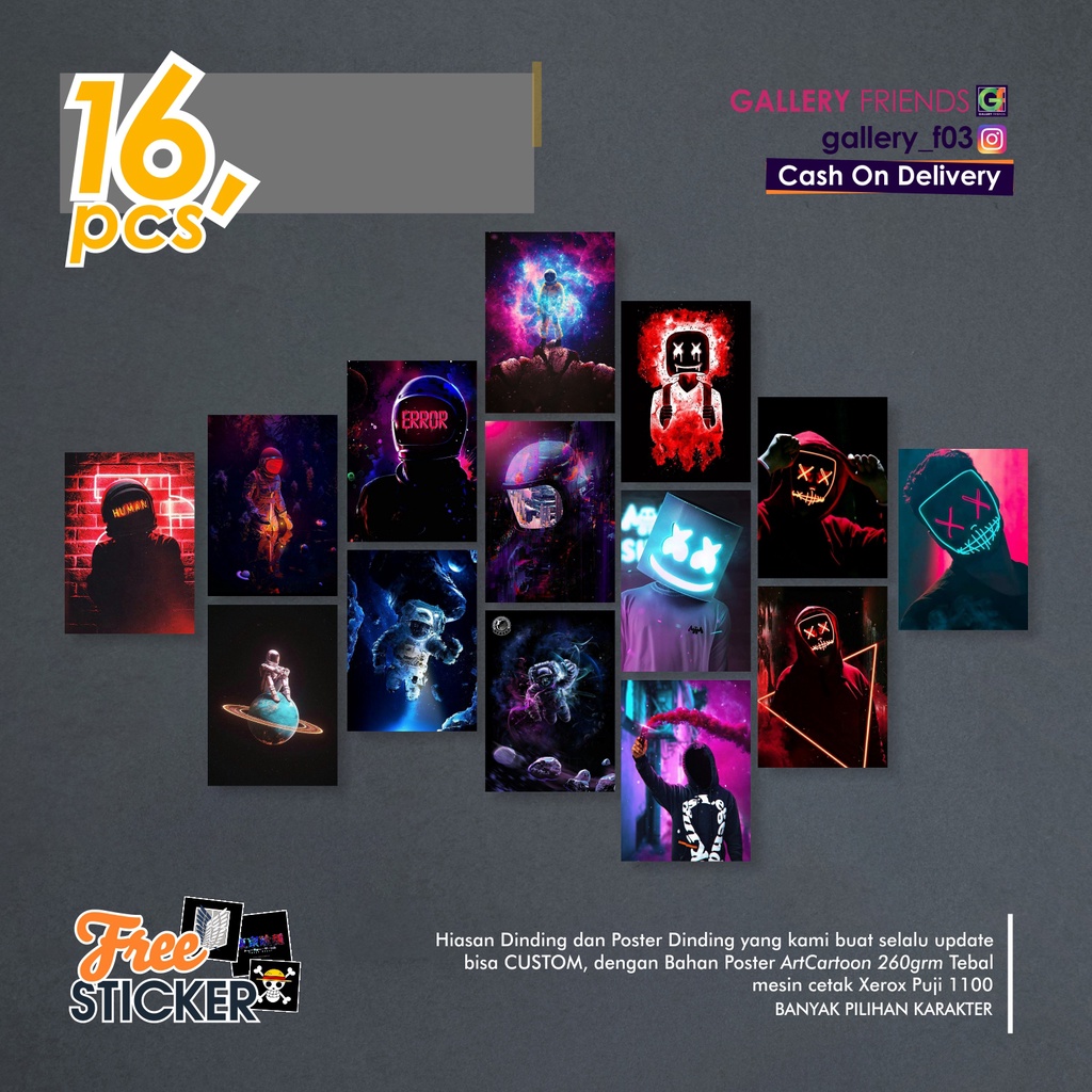 Jual [16PCS] Poster Dingding Kamar Cowo dan Cewe DIstro Aesthetic Neon ...