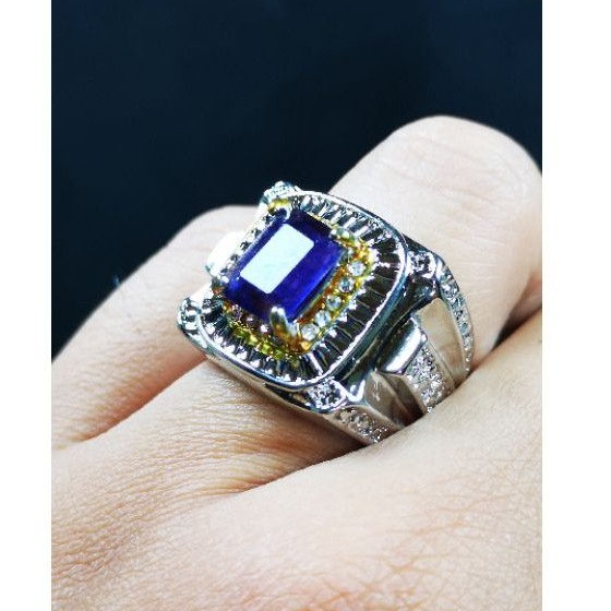 Jual Natural Blue Sapphire Top Colour Hot Luster Plus Ring Perak ...