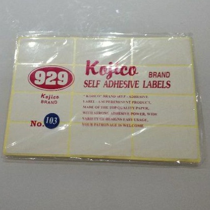 Jual Tempelan Label No. 103 Kojico 929 / Self Adhesive Labels / Label ...