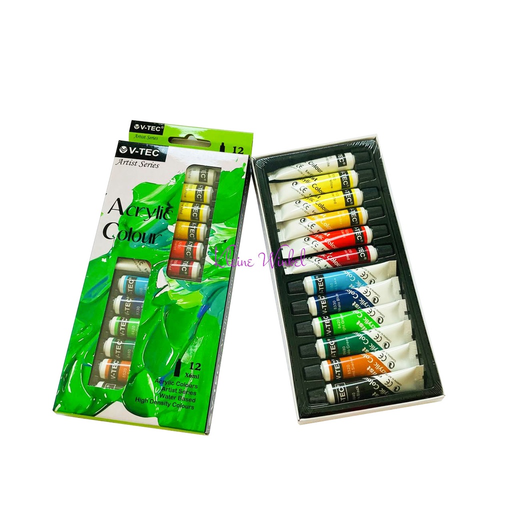 Jual Cat Akrilik Vtec 12 Warna/ V-TEC Acrylic Color | Shopee Indonesia