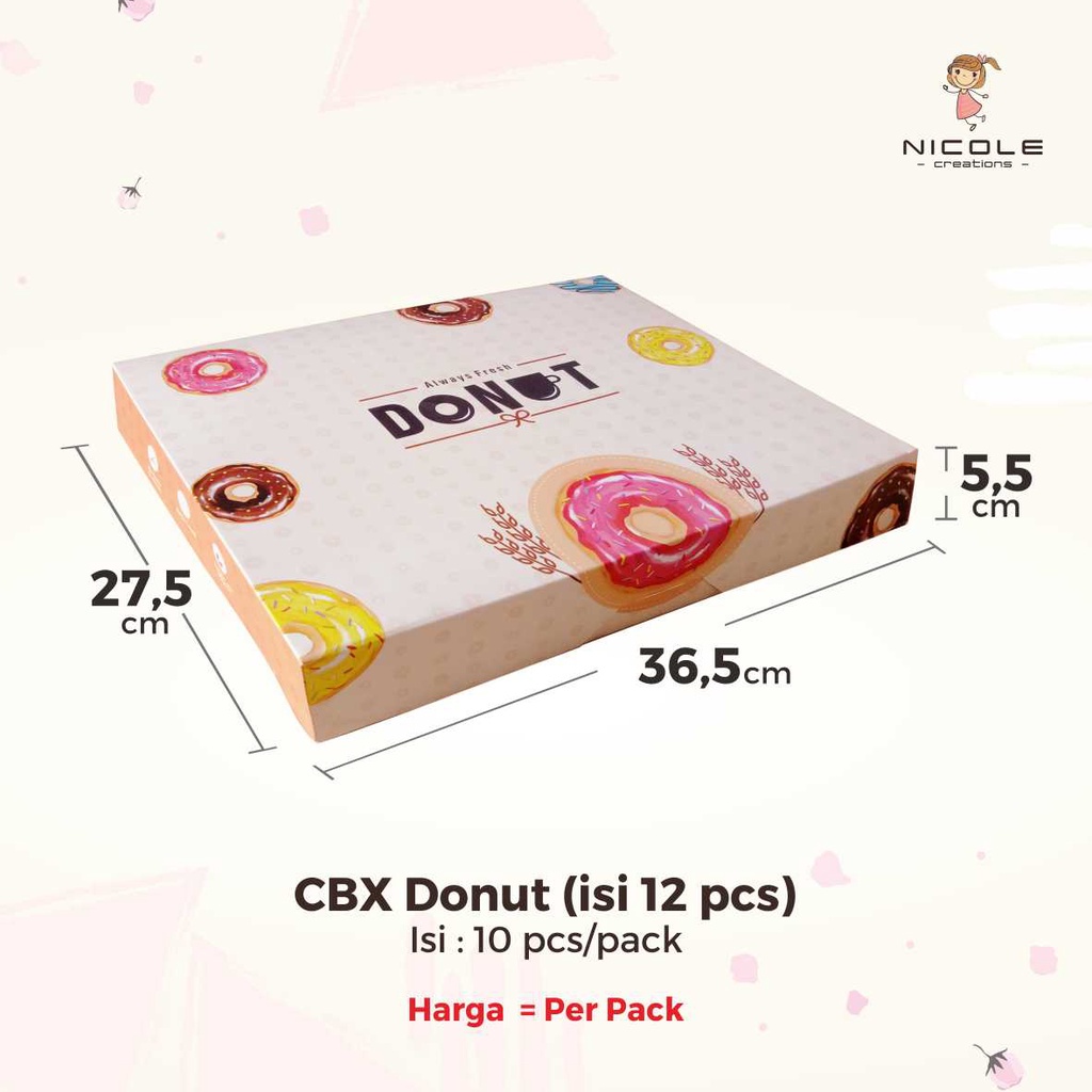Jual Packaging/Kemasan/Kotak/Box Donat isi 12 by Nicole Creation ...