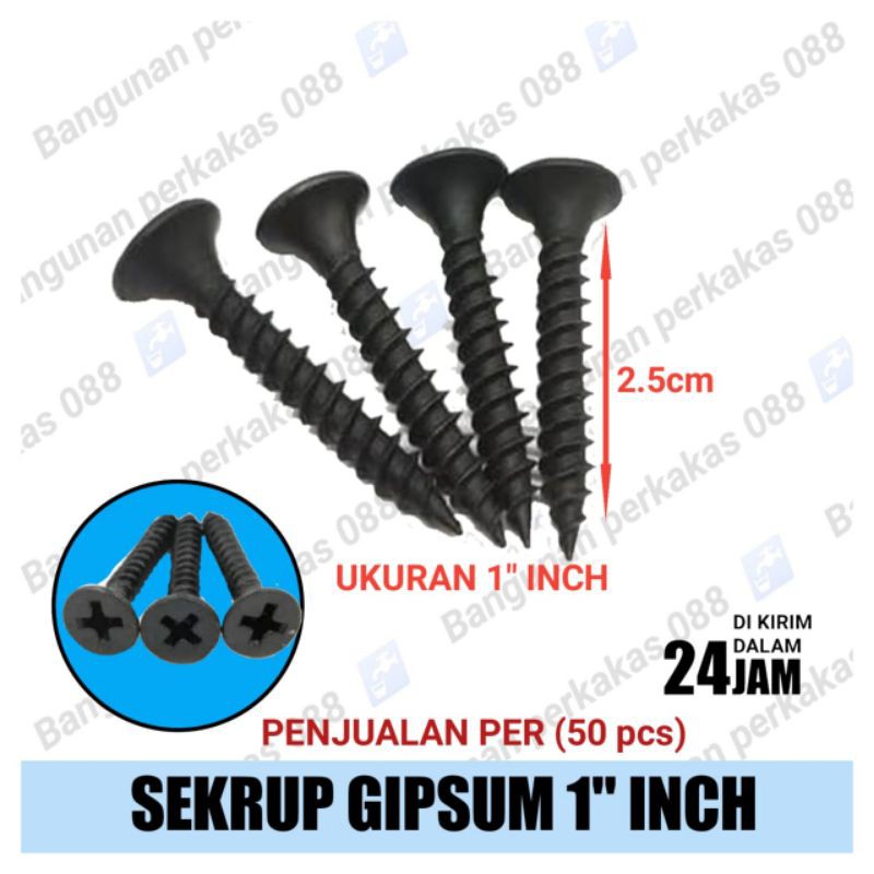 Jual SEKRUP GYPSUM 6X1 isi 50pc Dan 6x2 isi 30pcs/ SEKRUP GIPSUM/DRYWALL SCREW | Shopee Indonesia