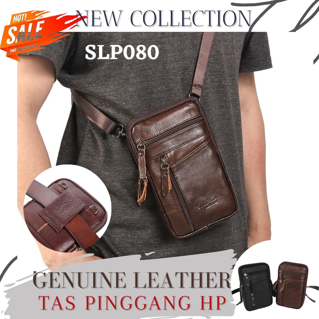 Jual SLP080 - TAS HP PRIA PINGGANG HANDPHONE SELEMPANG MULTIFUNGSI KULIT ASLI SLINGBAG LEATHER ...