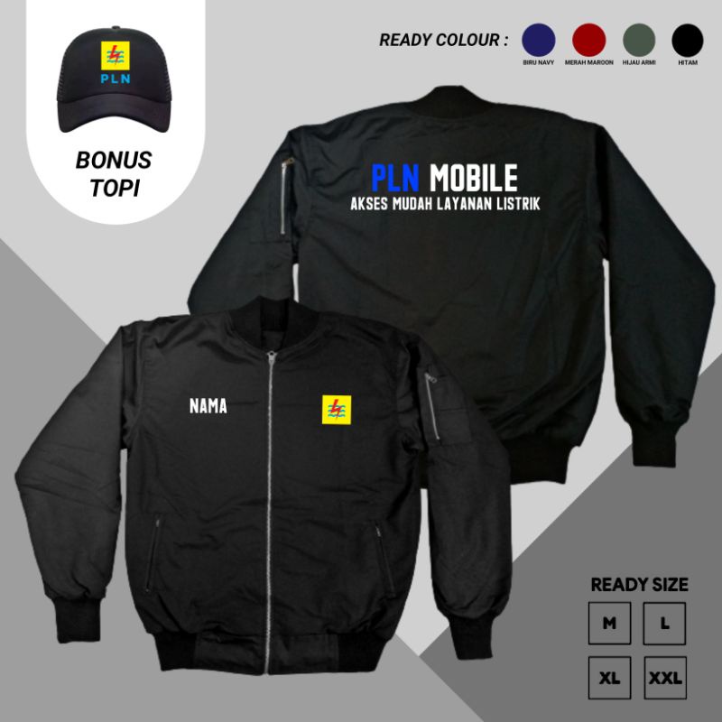 Jual Jaket Bomber PLN MOBILE Listrik Pintar Terbaru, Free Nama Free ...