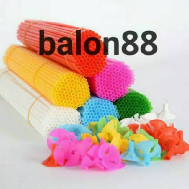 Jual Grosir Stick balon isi 100 buah + gagang | stik balon + cup per ...