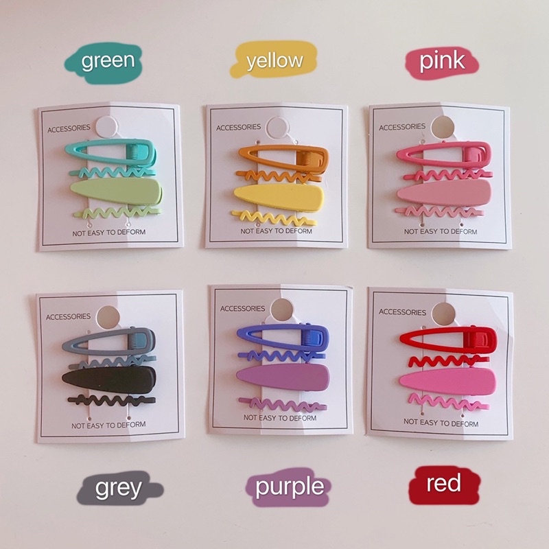 Jual korean style hair pin colorful bob pin set jepitan rambut warna ...