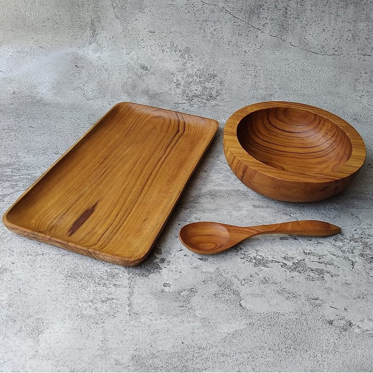 Jual SASMAYA SET - Tray Kayu/Mangkok Kayu/Sendok Kayu/Peralatan makan ...