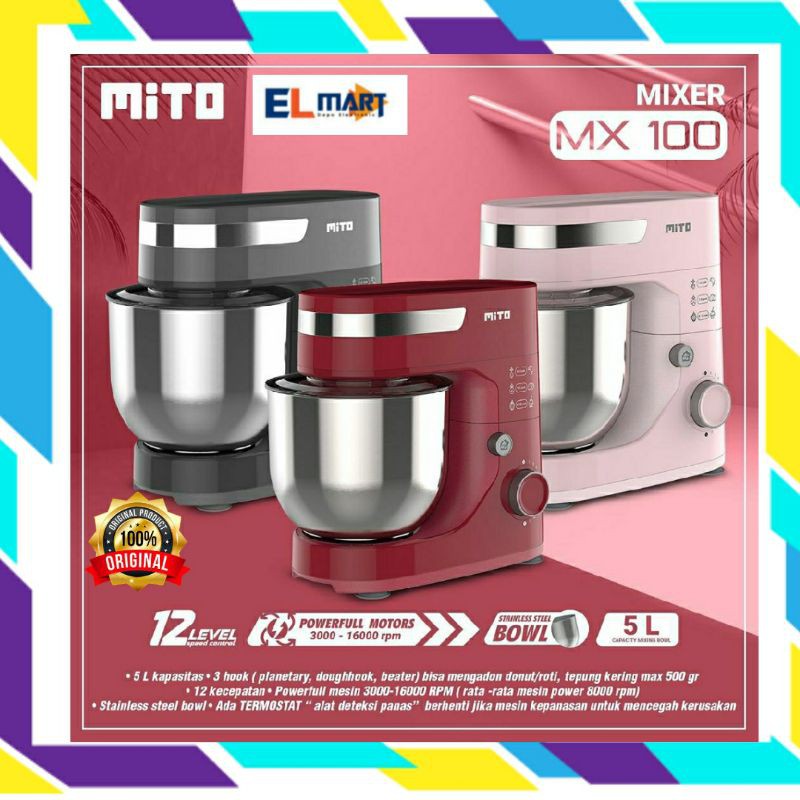 Jual mixer roti MITO MX100 5 Liter - standing mixer jumbo mito MX 100 ...
