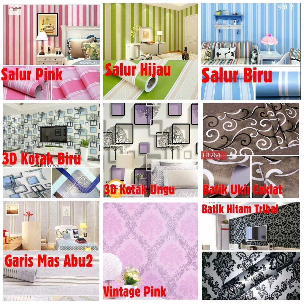 Jual Wallpaper Dinding Ukuran 45 CM x 10 M Motif TERMURAH 1 KG MUAT 2 roll pcs TERBAIK | Shopee ...