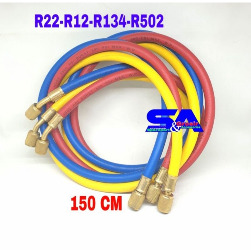 Jual Selang Freon R22 SET 150cm/Slang Manifold Testing/Pengisi R12-134 ...