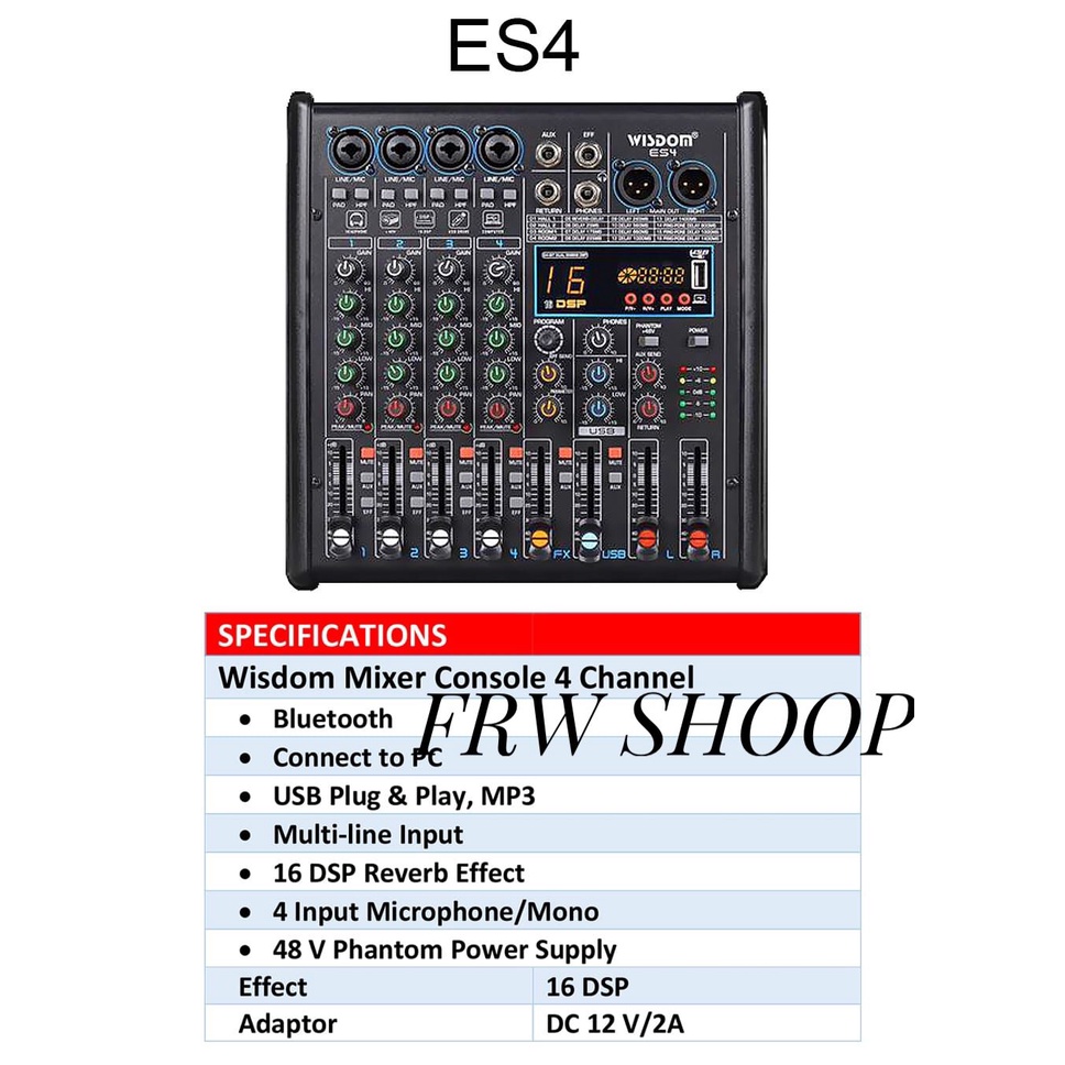 Jual MIXER AUDIO WISDOM ES 4 / WISDOM ES4 ORIGINAL 4 CHANNEL | Shopee Indonesia