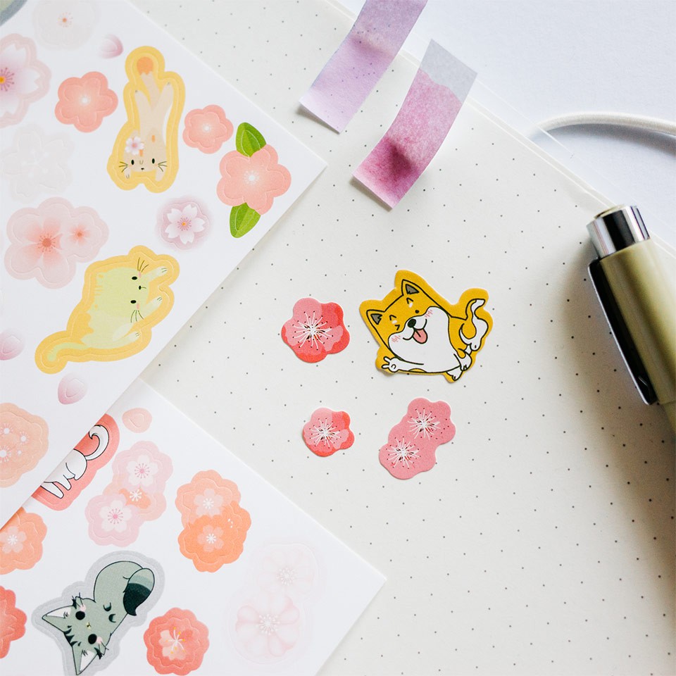 Jual Stiker Hias Sakura Pink Diary Deco Stickers Tema Bunga Sakura ...