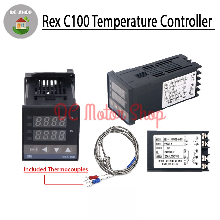 Jual PID Rex C100 Temperature Thermostat Thermocouple Controller Output SSR - C100+Thermo ...