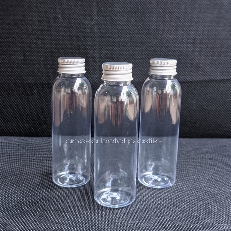 Jual Botol Ulir 100ml Bening Tutup Silver Alumunium/Botol Isi Ulang/Botol Br 100ml Bening Tutup ...