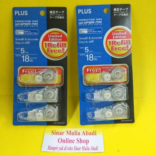 Jual REFIL Tip Ex Rol PLUS Correction Tape WHIPER MR / Set | Shopee ...