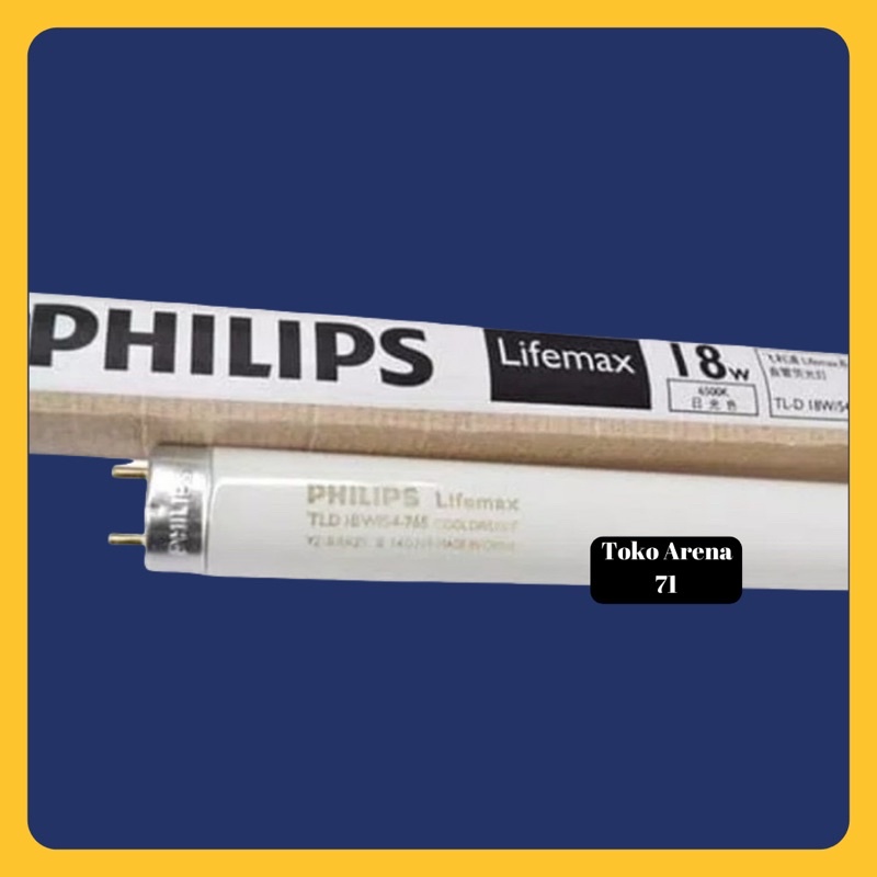 Jual LAMPU TL NEON PANJANG PHILIPS LIFEMAX TL 18W 18 WATT 18WATT NEON TL-D PHILIPS 765 WHITE ...