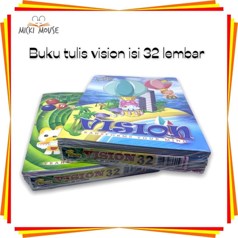 Jual ( 1 BUKU) buku tulis vision 32 ,38 , dan 58 lembar / buku tulis ...