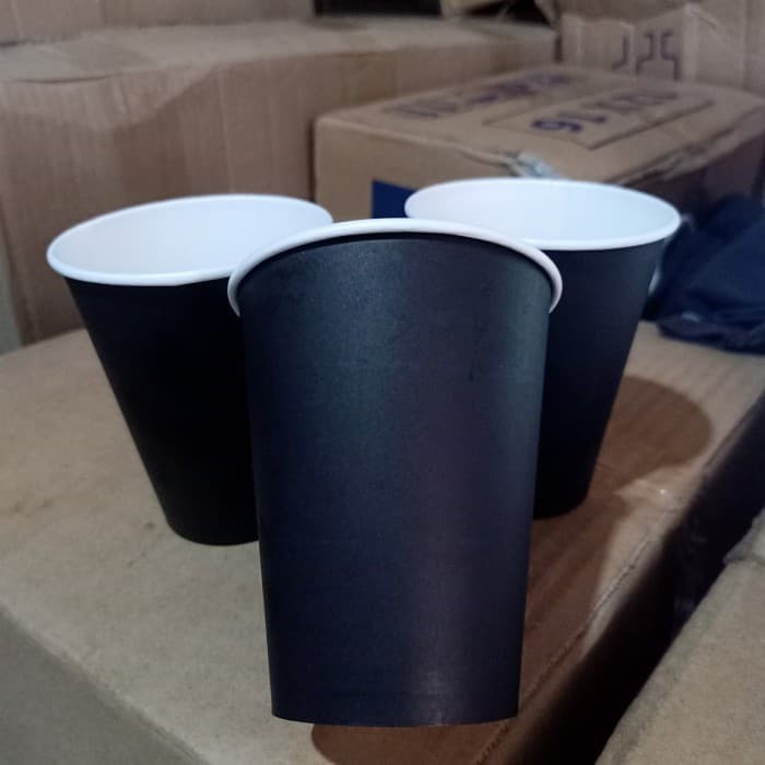 Jual Paper Cup 8 oz Putih Hitam ( 100 pcs) Tebal Polos / Gelas Kertas /Cup Bagus Food Grate Cup ...