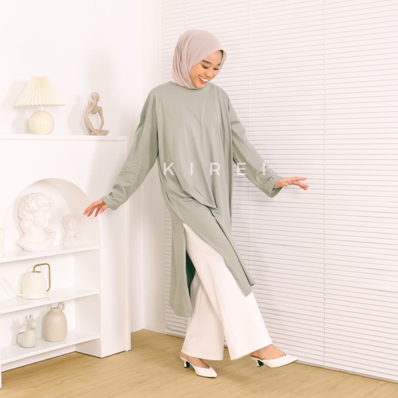 Jual Kirei Outfit - Midi Dress Tunic Slit Oversize Busui Nonbusui ...