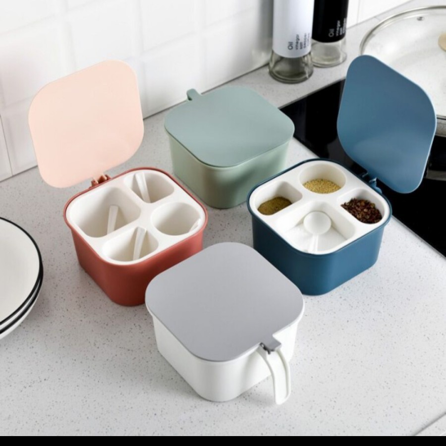 Jual Kotak bumbu sekat 4 in 1 wadah tempat serbaguna box rak dapur ...