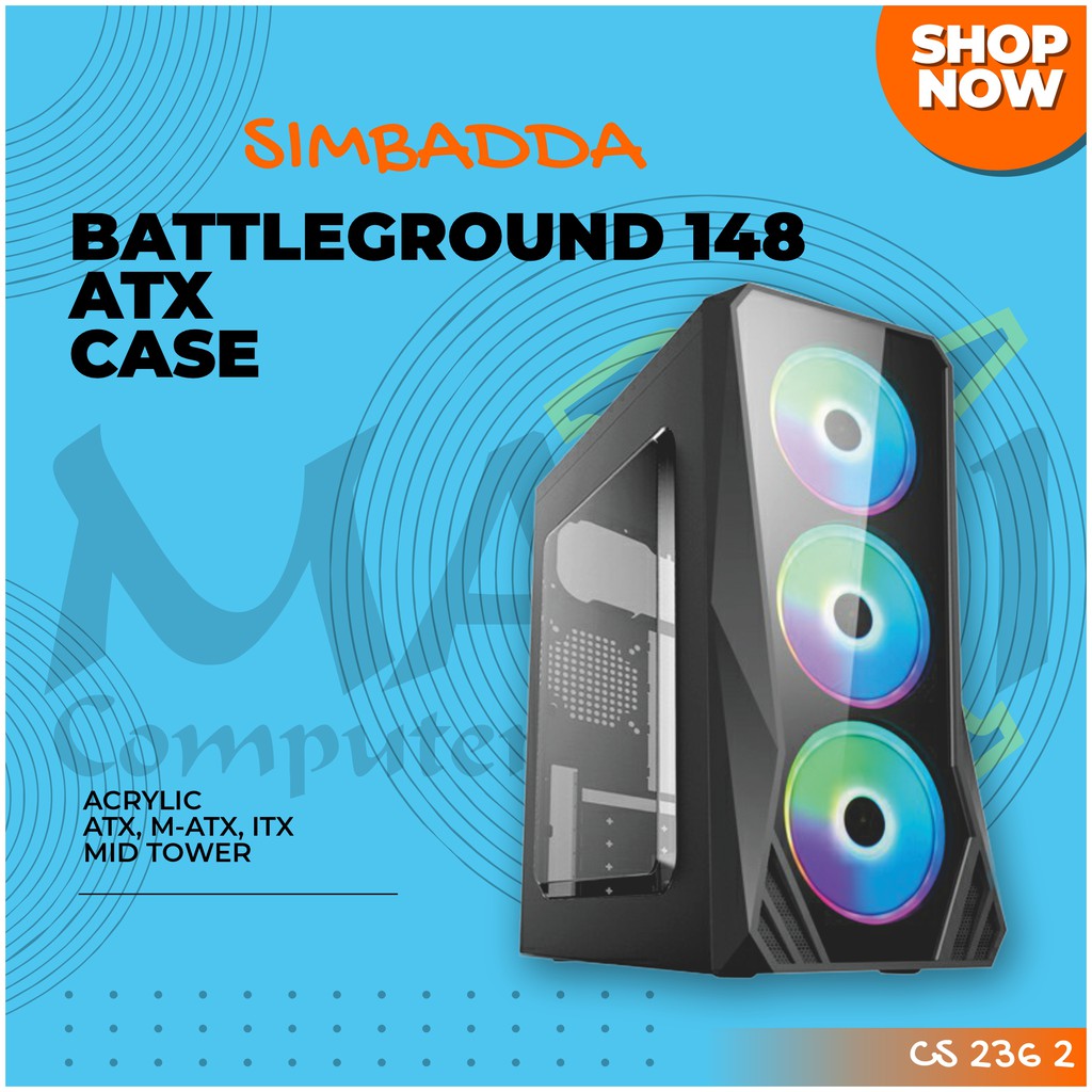 Jual Simbadda Battleground 148 See-Thru Front & Side Panel ATX Mid Tower Gaming Casing | Shopee ...