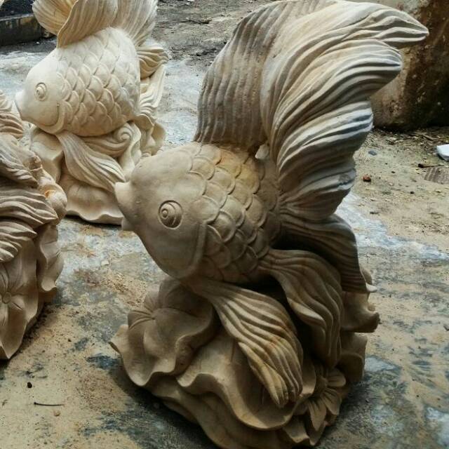 Jual Patung pancuran motif ikan koi 30 cm | Shopee Indonesia