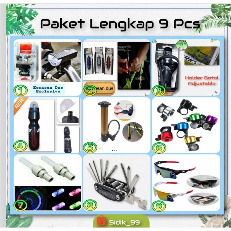 Jual PAKET 9 MACAM AKSESORIS SEPEDA | Shopee Indonesia