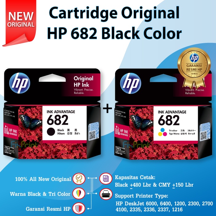 Jual Original HP 682 Black Color 3YM77AA Cartridge 3YM77AA 3YM76AA ...
